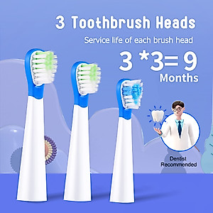 Electric Toothbrush Replacement Heads 3PCS: Interactive Smart Silicone Tooth Brush Soft Bristles Heads for Gentle and Deep Effective Cleaning for Boys Girls Ages 3+