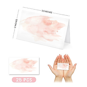 25 Pink Tent Table Place Cards For Wedding Thanksgiving Christmas Holiday Easter Catering Buffet Food Signs Paper Name Escort Cards For Kids Folded Seat Assignment Setting Label Parties Bridal Shower