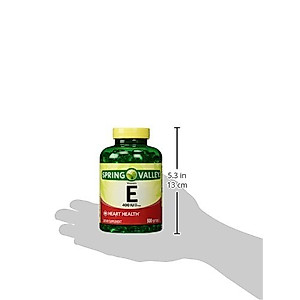 Spring Valley E Vitamin Dietary Supplement, Softgels, 500 ct