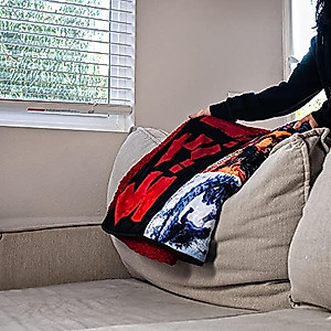 Surreal Entertainment Godzilla Movie Poster Oversized Plush Throw Blanket | Cozy Sherpa Cover For Sofa, Bed Super Soft Fleece Official Kaiju Monster Gojira Collectible 76 x 54 Inches, Red, One Size