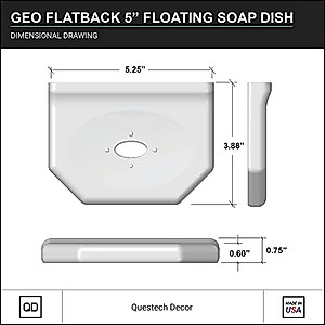 Questech Décor 5 Inch Floating Shower Shelf Soap Dish, Wall Mounted Retrofit For Tiled Shower Walls, Bathroom Caddy Storage Organizer, 5 Inch Geo Flatback Design, Graphite Black