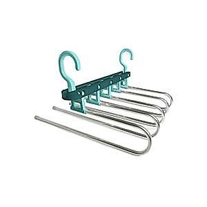 5 Tier Multi-Functional Space Saving Pants Hangers for Hanging Pants, Scarfs, Belts, Shirts, Etc. (Multiple Colors) (Blue)