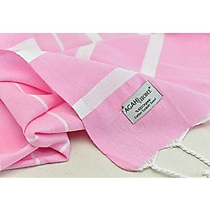 Agah Home Hand Towel, Face Towel, Kitchen Towel, Dish Towel, Cotton Towel, Monogrammed Towel, 20x40 in Turkish Peshkir, Kalın Cizgi Peshkir (Pink)