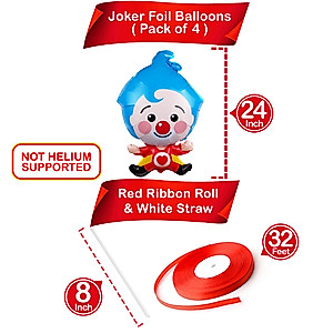 KatchOn, Big Plim Plim Balloons - 24 Inch, Pack of 4 | Clown Balloons for Plim Plim Party Decorations | Plim Plim Birthday Party Supplies | Plim Plim Balloon Foil for Circus Theme Party Decorations