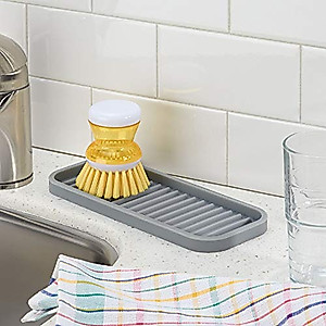 iDesign Lineo Kitchen Sponges, Scrubbers, and Soap, Sink Tray-Set of 2