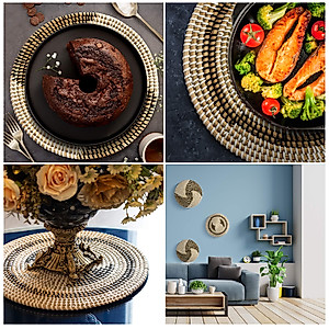 HNCmua Rattan Wall Decor - Boho Wall Hanging Decorative Plate - Woven Trivets Handmade Placemats for Dining Table - Rattan Trivets - Subtle Gifts for Friends (35cm/13.7in)