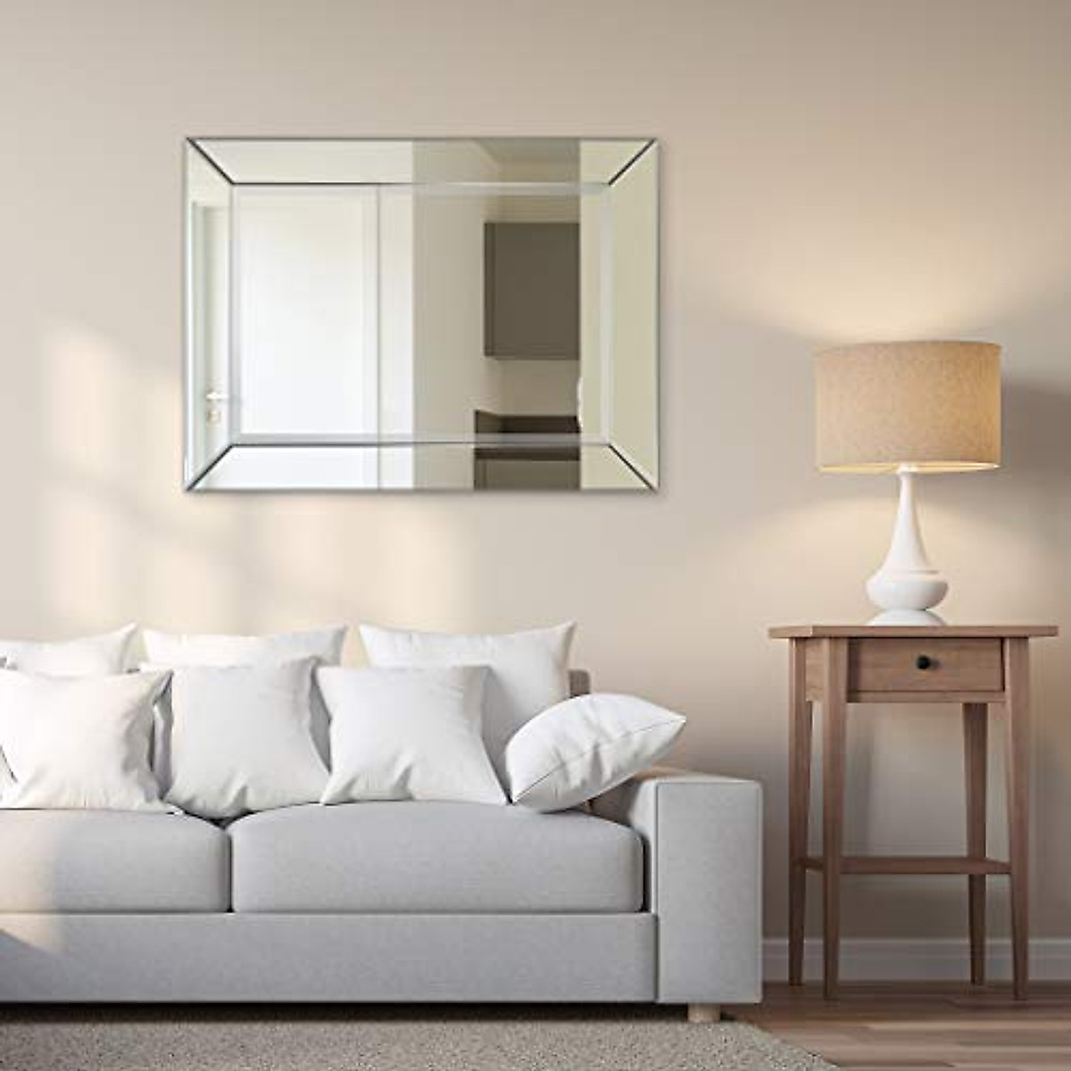 Empire Art Direct Solid Wood Frame Wall Mirror Covered with Beveled Mirror Panels, 1"-beveled Center Mirror, Vanity, Bathroom, Living Room ＆ Bedroom, 40" x 30", Ready to Hang