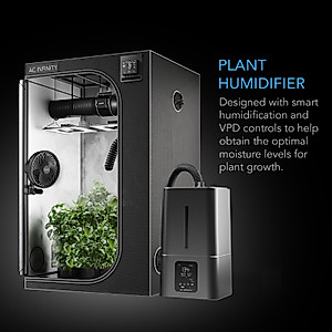 AC Infinity CLOUDFORGE T7, Plant Humidifier 15L with VPD Humidity Controls, 10-Level Precision Vaporizer, Extendable Hose, Targeting Pipe, and No-Leak Seal for Grow Tents