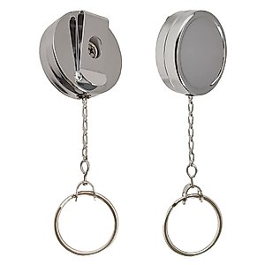 Badge Reels Retractable 2Pack Heavy Duty Badge Reel with Metal Chain, WENSUNNIE Metal ID Nurse Badge Reel Retractable Card Holder Keychain with Clip for Nurse Accessories for Work