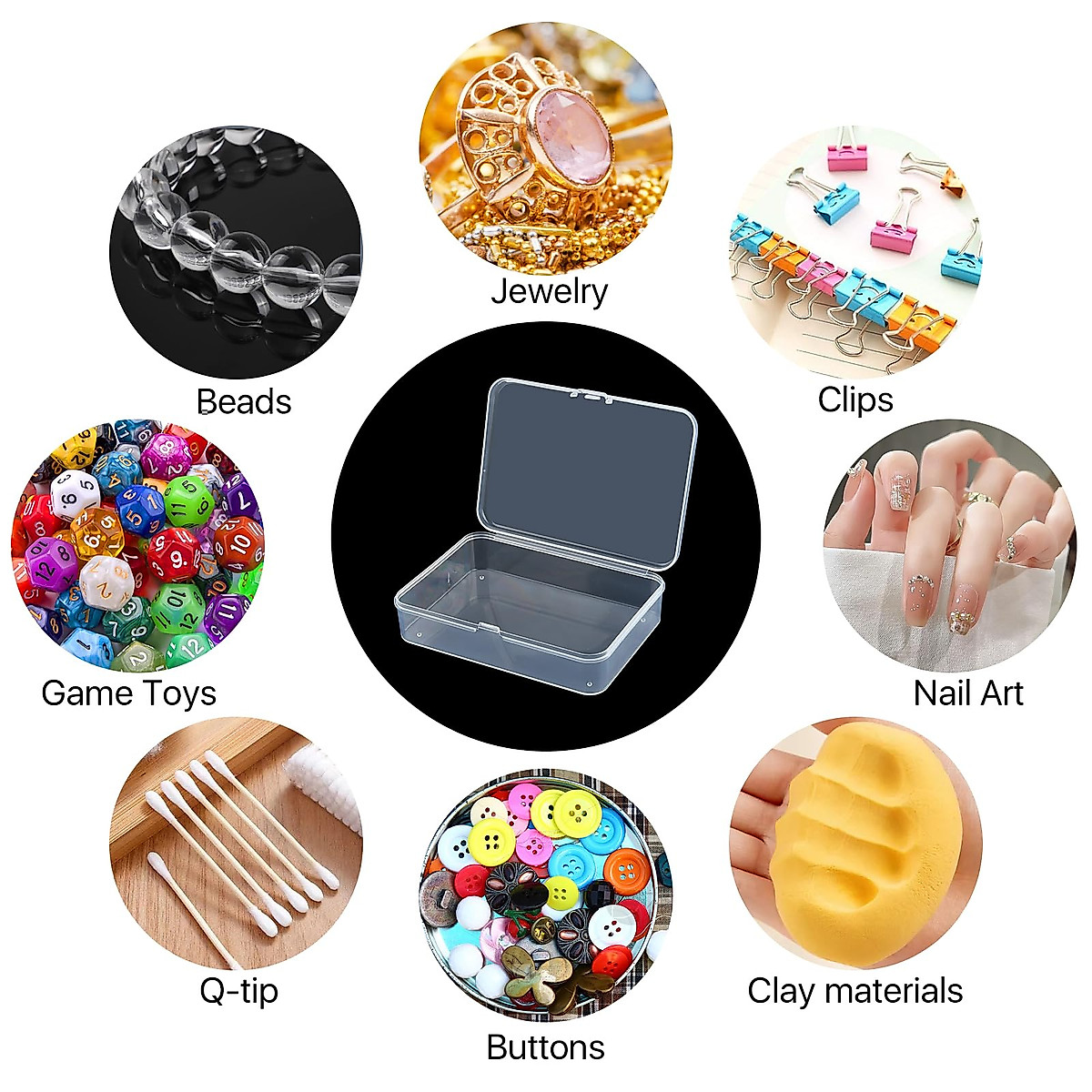 Lainballow 30 PCS Clear Plastic Beads Storage Containers, Small Storage Containers Box, Mini Plastic Case with Hinged Lids, Arts Crafts Storage Box for Beads Earplugs Pins Small Items (4 x 3 x 1)