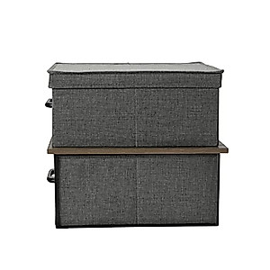 Household Essentials Stacking Storage Boxes with Laminate Top, Set of 2, Ashwood