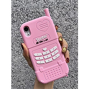 Filaco Pink Silicon Case Compatible with iPhone XR 6.1inch, 3D Cute Pink Retro Phone Case, Soft Protective Cover for Women Girls