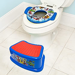 Spidey and His Amazing Friends "Team Up" 2 Piece Essential Potty Training Set - Soft Potty Seat, Step Stool