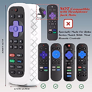 GMXT Remote Cover for Roku TV Remote Control, Battery Cover for TCL Hisense Roku TV Steaming Stick 4k 4K+ Roku Voice Remote, Universal Silicone Sleeve Case with Glow in The Dark (White)