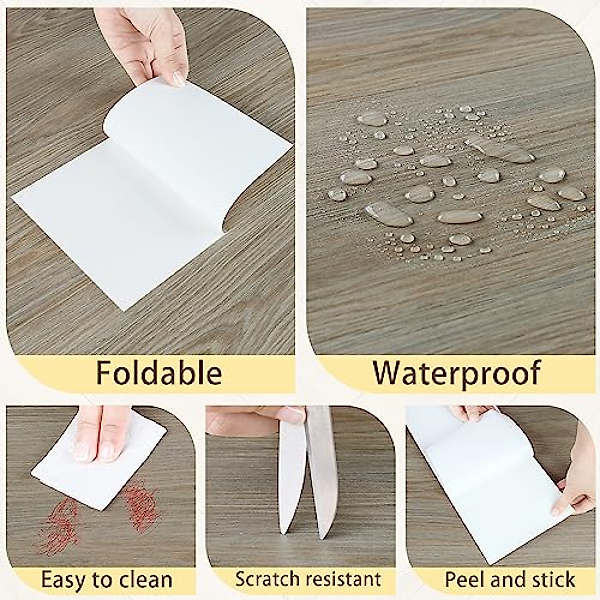 STICKEEP 6" x 36" Peel and Stick Vinyl Floor Tile Roll Floor Tiles Peel and Stick Waterproof Adhesive Peel and Stick Flooring Temporary Flooring for Renters Bathroom Bedroom Kitchen Camper 4 Pack