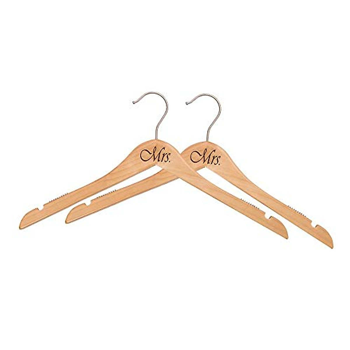 NAHANCO MRSMRS20017 Same Sex, Gay Pride Hanger Set, Natural Wood Hangers with Black Imprint (Mrs. and Mrs.), 17” (2-Piece Set)