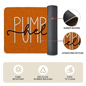 Artoid Mode Orange Hello Pumpkin Fall Kitchen Mats Set of 2, Autumn Home Decor Low-Profile Kitchen Rugs for Floor - 17x29 and 17x47 Inch