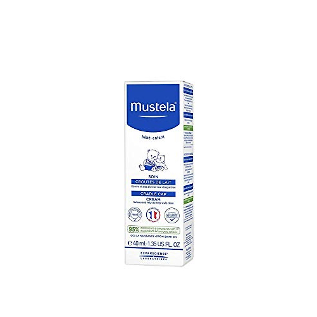 Mustela Baby Cradle Cap Cream - Newborn safe - with Natural Avocado - Paraben Free & Fragrance Free - 1.35 Fluid Ounce