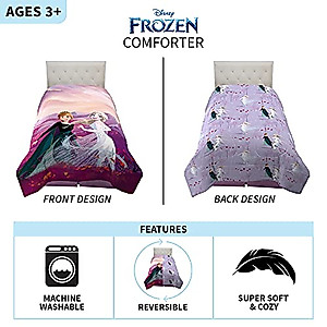 Disney Frozen 2 Kids Bedding Super Soft Microfiber Reversible Comforter, Twin/Full, "Official" Disney Product By Franco