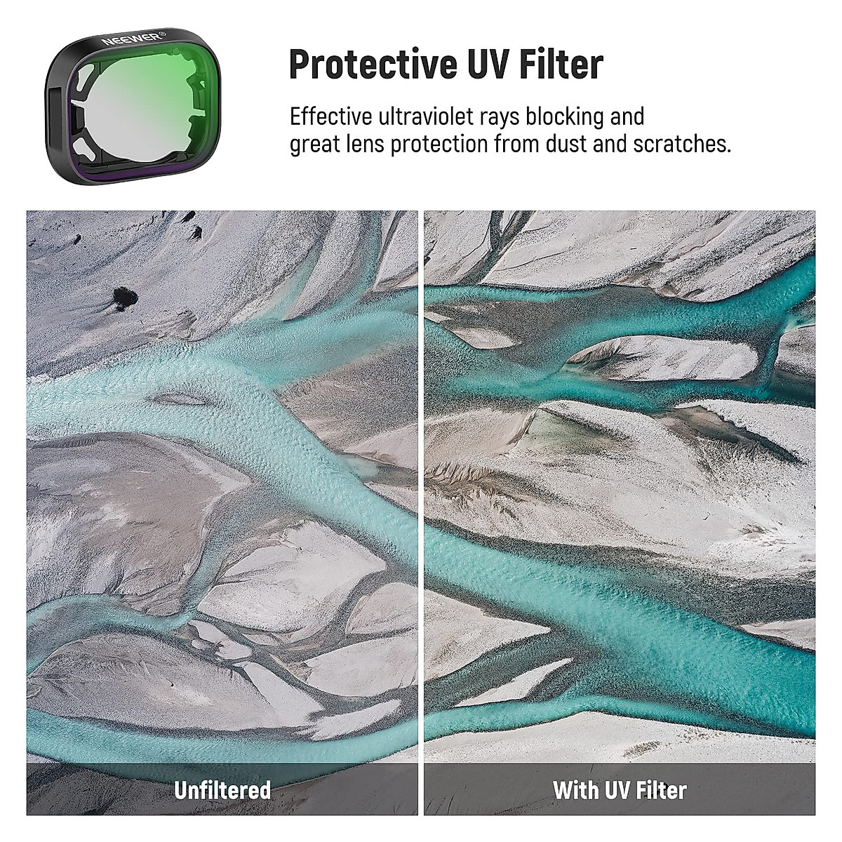 NEEWER Limited Variable ND Filter Kit Compatible with DJI Mini 3/Mini 3 Pro, 4 Pack ND2-ND32 (1-5 Stops)/ND64-ND512 (6-9 Stops)/CPL/UV Lens Filter with Multi Coated HD Optical Glass/Aluminum Frame