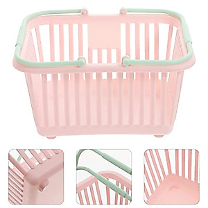 3pcs Small Plastic Shopping Baskets Kids Grocery Baskets with Handles Tiny Organizer Container Bin for Eggs Fruits Veggies Snacks Pink