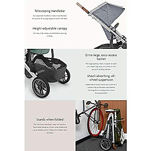 UPPAbaby Cruz V2 Stroller - Jake (Black/Carbon/Black Leather) + Bassinet - Jake (Black/Carbon)