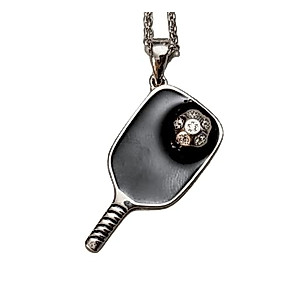 Hit Happy Sleek Pickleball Pendant Necklace (Black)
