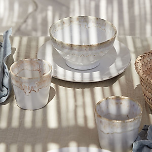 Costa Nova Ceramic Stoneware Set of 4 19 oz. Latte Bowls - Latte Bowls Collection, White | Microwave & Dishwasher Safe Dinnerware | Food Safe Glazing | Restaurant Quality Serveware