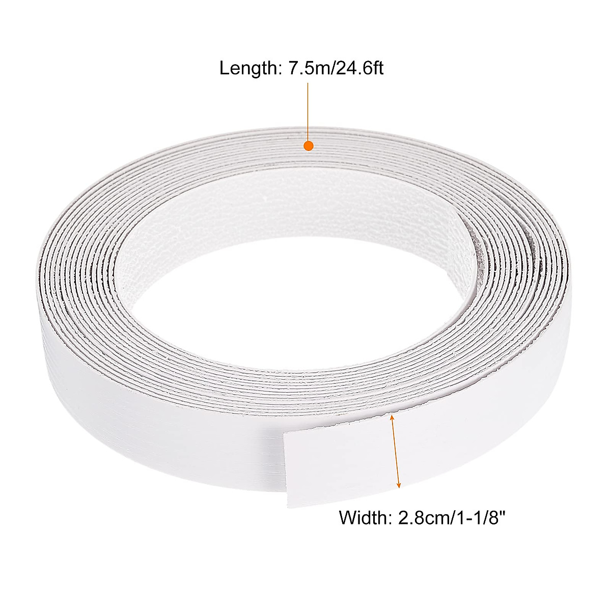 uxcell Edge Banding, 1-1/8 inch x 24.6ft Pre-Glued White Embossed Veneer Edging Iron-on Flexible Edge Banding for Cabinet Repair Furniture Restoration