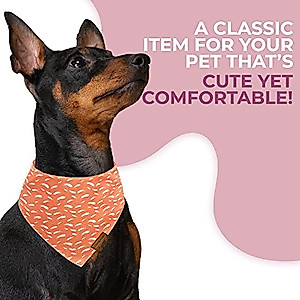 LunaMarie - Luxury Pet Birthday Bandanas -Premium & Silky Poly Fabric | 100% Handmade | Custom Shape Dual Layered (Orange Feathers, Small)