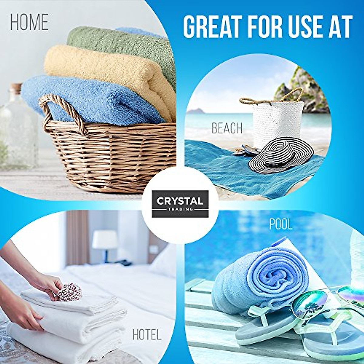 CrystalTowels Bath Towel Set Pack of 7 (27 x 52 Inches) 100% Cotton, Ultra Soft Highly Absorbent Bath Towel, Lightweight and Quick Drying Towels, Multi Colors Brights.