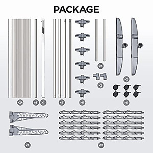 Clothes Drying Rack, 3-Tier Folding Rolling Laundry Drying Rack with Extendable Hanging Rods, Adjustable Wings, Rolling Wheels, Multifunctional Stainless Steel Garment Drying Racks for Indoor Outdoor