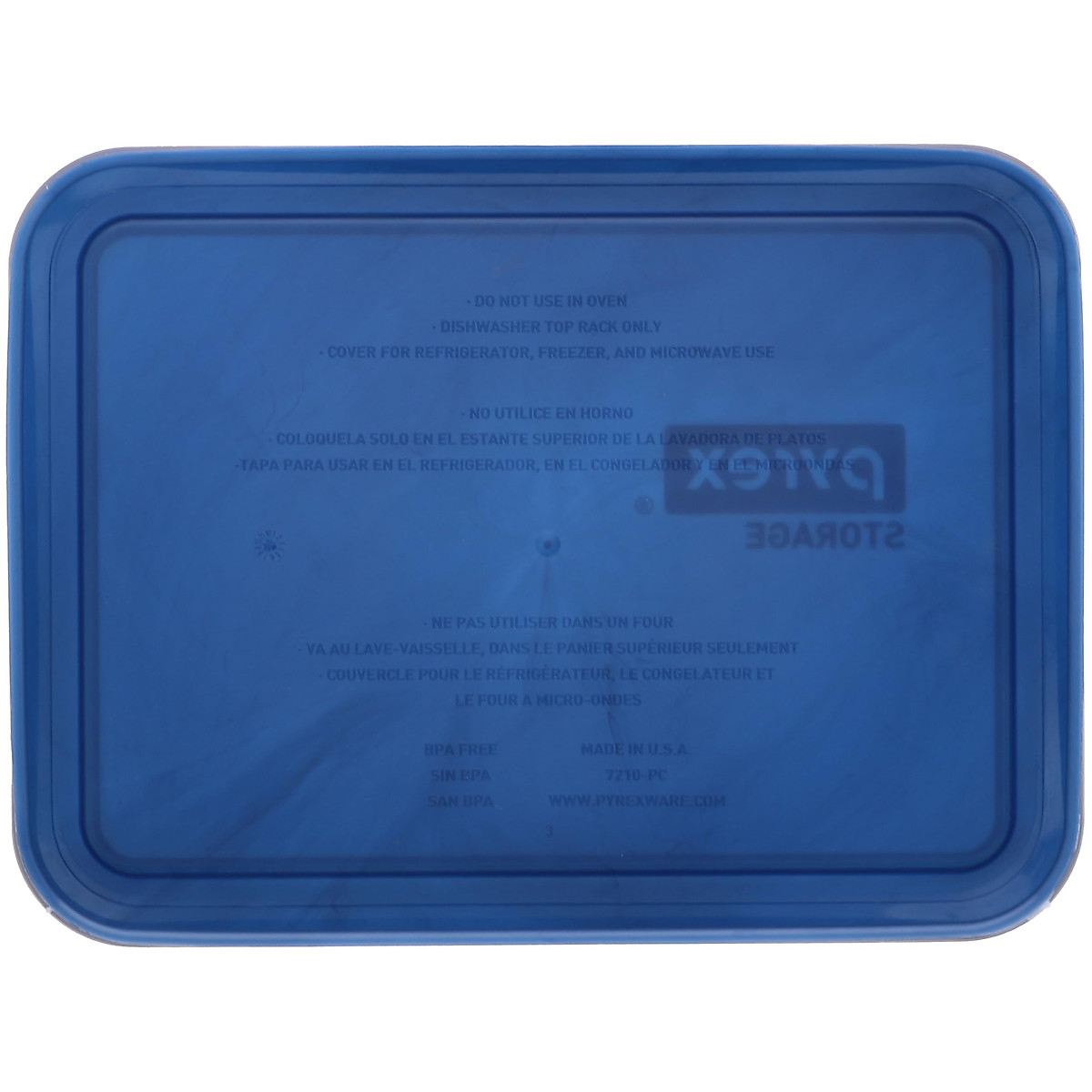 Pyrex 7210-PC-TR 3-Cup Translucent Marbled Blue Replacement Food Storage Lids - 2 Pack Made in the USA