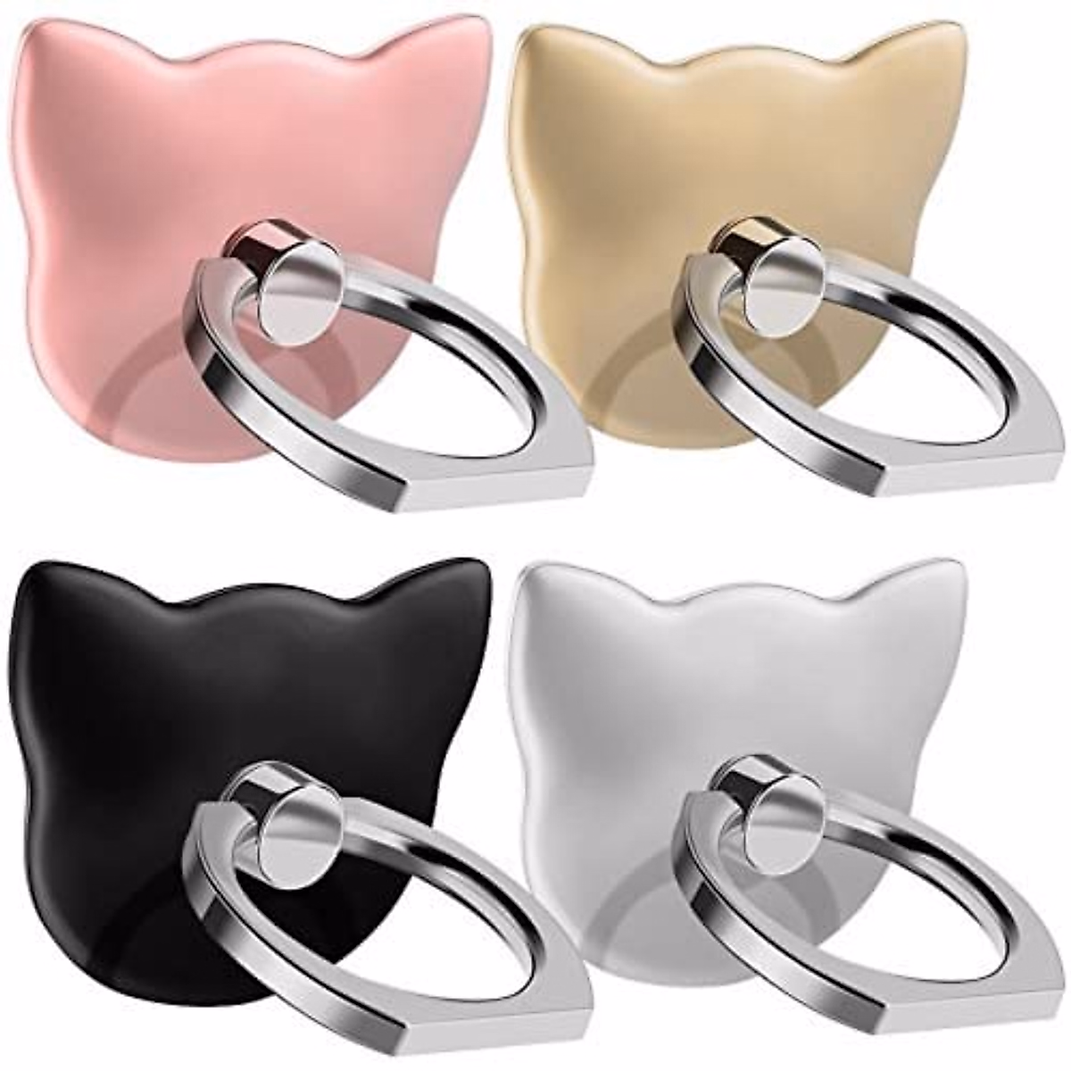 Cell Phone Finger Ring Holder, Universal Smartphone Bracket Animal Cat Ring Grip Kickstand for iPhone X 8 8S 7 Plus 6 6S 5 5C 5S, Samsung Galaxy S8 S7 Edge S6 Note 8 5, Tablet, (4PCS)