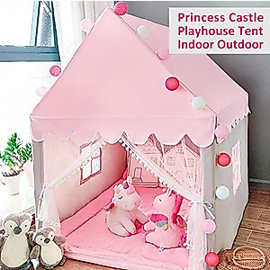 Kids Play Tent for Girls, Toddler Tent Princess Castle Pink Tent Large Playhouse Tent Indoor Fairy Tent with Star Lights