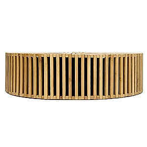 summer beach holiday bamboo woven bag retro portable straw woven bag Tote Bamboo Handbag Bown straw bag Acrylic rattan bag drawstring beach bags for summer (X-Small(10.23"x11"x3.2")),Natural)