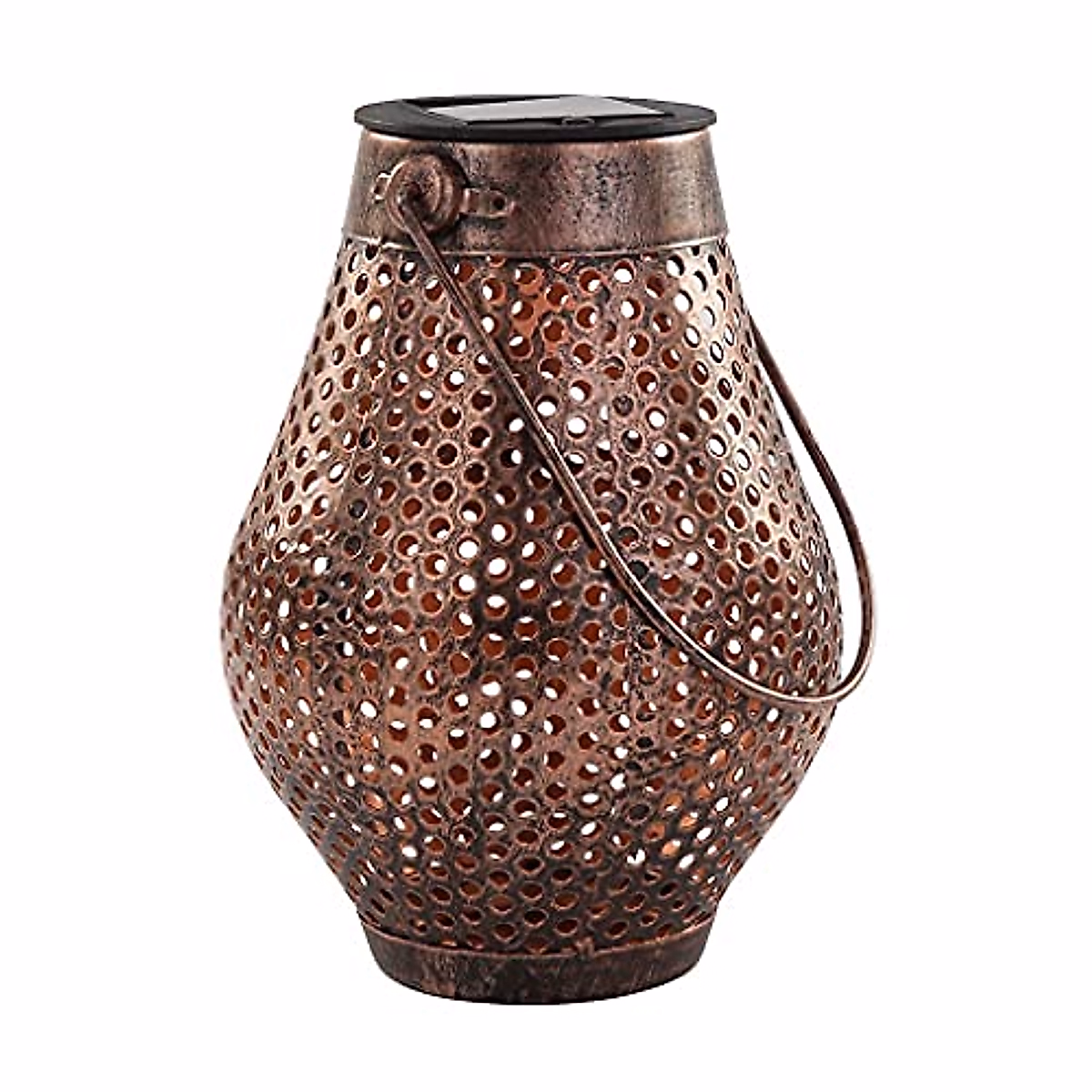 DJASM 2 Pieces Retro Wrought Iron Solar Led Lantern Outdoor Waterproof Hanging Lamp Light Control Induction Home Garden Lawn Landscape Lighting