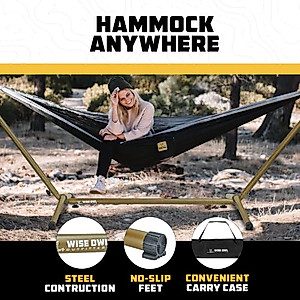 Wise Owl Outfitters Hammock Stand - 106 x 42 Inch Portable, Collapsible Stand for Outdoor Hammock - 440 Pound Capacity Frame and Carry Bag Included
