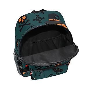 OREZI Halloween Toddler Backpack for Boys Girls Black Cat Castel Kids Backpack with Chest Strap,Pumpkin and Witch Diaper Bag Nursery Preschool Bag