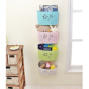 LAAT1pcs Storage Basket Plastic Hanging Shower Basket with Hook for Bathroom Shampoo Kitchen Shampoo Cosmetics Food Vegetable Hanging Organizer Holder