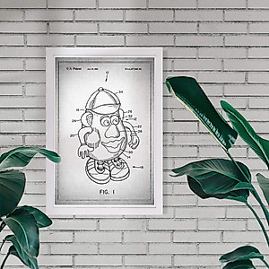 Wynwood Studio Symbols and Objects Framed Wall Art Prints 'Mr Potato 1980 Home Décor, 13" x 19", Black, Gray