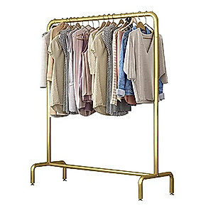 NEOCHY Clothing Display Racks, Iron Heavy-Duty Hangers, Open Bedroom, Balcony Drying Racks, Men's and Women's Display Racks, Saving Space/Golden/150X40X150Cm