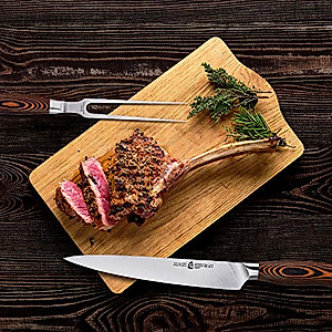 TUO Carving Set - 9" Carving Knife & 7" Fork - Professional 2 Pcs Meat Carving Knife Set - German Stainless Steel Slicing Set - Pakkawood Handle - Luxurious Gift Box Included - Fiery Phoenix Series