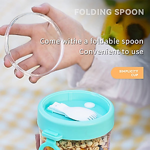 Elivonix Jars for Overnight Oats, Overnight Oats Jars with Lids and Spoon, 20oz Oatmeal Cups Jars with Lids, 2 Pack Plastic Yogurt Jars Containers for Overnight Oats