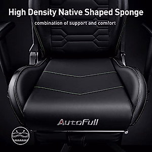 AutoFull C3 Gaming Chair Ergonomic Office Chair with 3D Bionic Lumbar Support Racing Style PU Leather Computer PC Chair for Adults with Footrest,Black