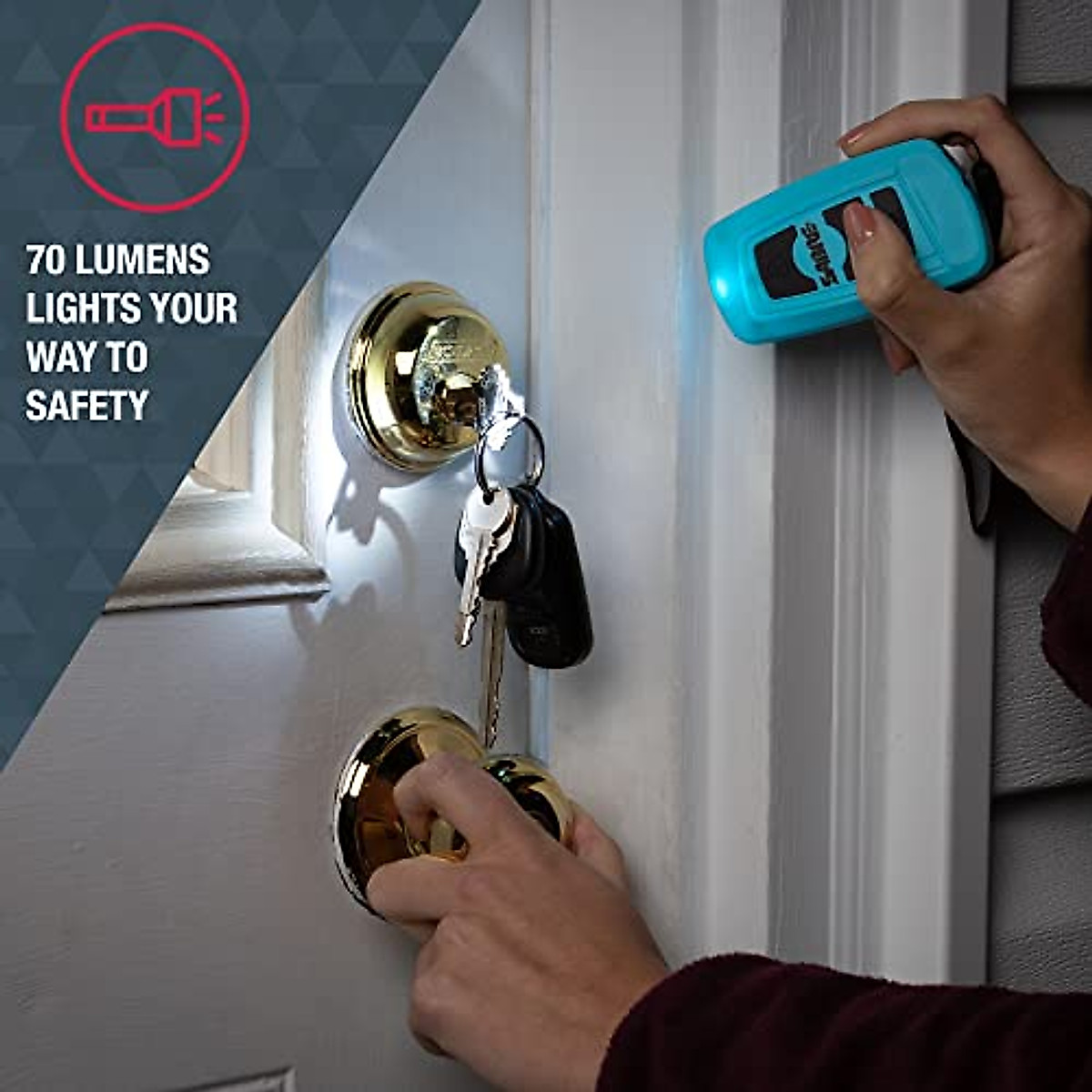 SABRE Compact Stun Gun, Flashlight & Personal Alarm –Rechargeable 3-in-1 Personal Safety Tool w/ Wrist Strap for Quick Access