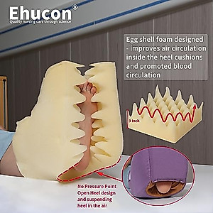 Ehucon Egg Shell Foam Heel Protector Bed Sore Pillow Cushion for Pressure Sores,Foot Pillow for Bedridden Patients Supplies, Ankle Pillow Heel Protectors for Heel Pain (1 Count-Freshen Lavender)