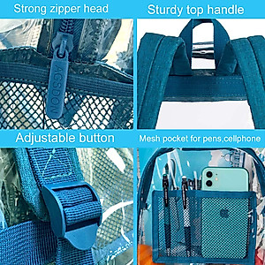 Clear Backpack 12x12x6 Stadium Approved, Transparent Mini Bookbag, Small Heavy Duty See Through Small Bag - Blue