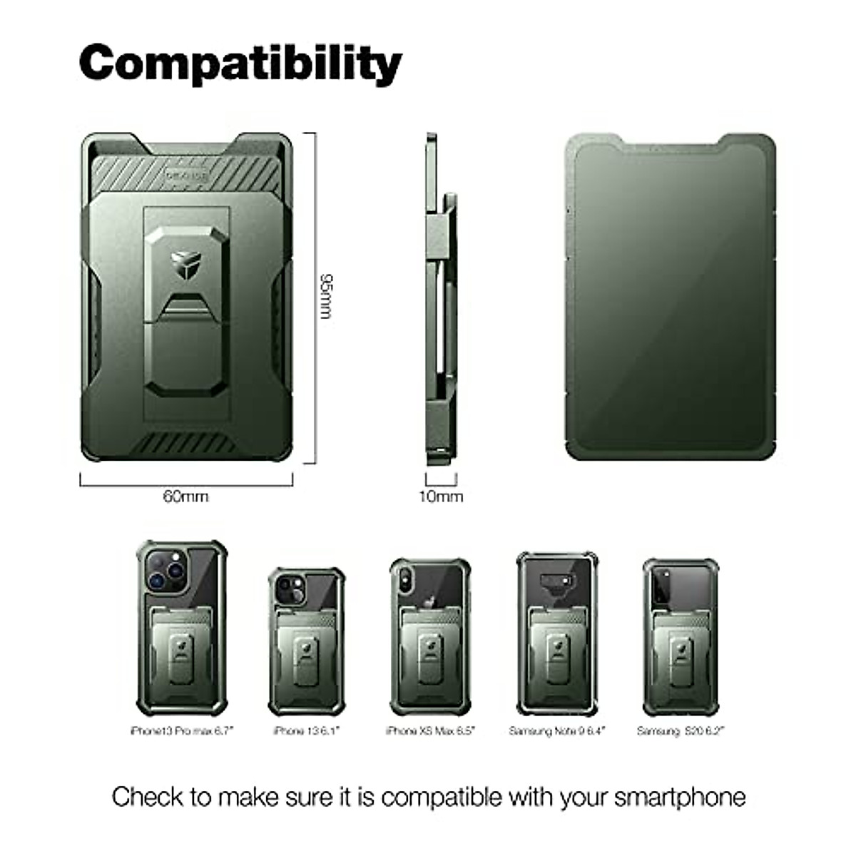 Dexnor Phone Card Holder with Foldable Back Stand, Adhesive Phone Wallet Pouch Sleeve Stick on PC Credit Card ID Case with Finger Grip Kickstand for Most Smartphones (Green)