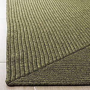 SAFAVIEH Braided Collection 8' Square Green BRD315A Handmade Country Cottage Reversible Area Rug